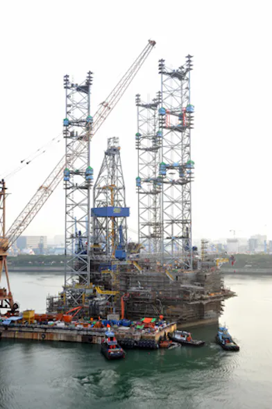 Jurong rights tilted jackup drilling rig | Offshore