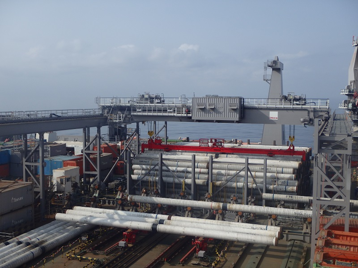 Pioneering Spirit fitted with pipe loading crane | Offshore