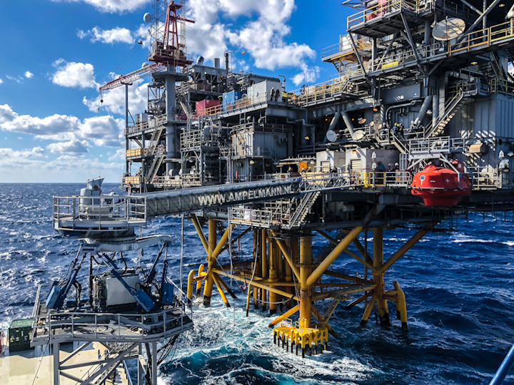 Ampelmann providing gangway access to Gulf of Mexico platform | Offshore