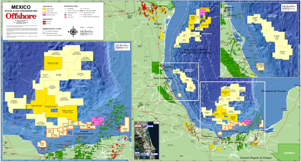 Mexico 2018 Oil & Gas Concession Map | Offshore