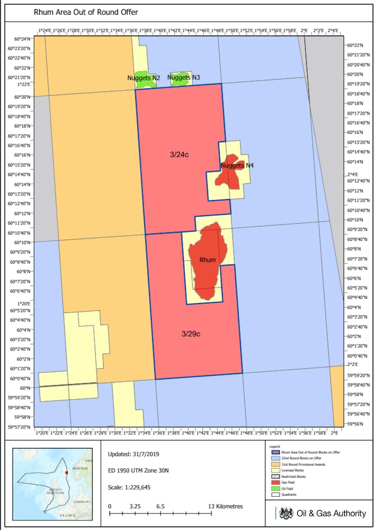 Oil and Gas Authority offers two blocks in North Sea Rhum area | Offshore