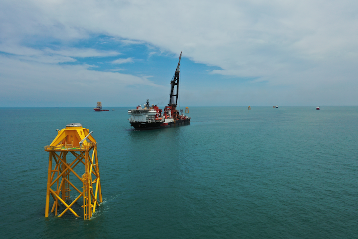 Jacket installation under way at TPC Changhua wind farm offshore Taiwan ...