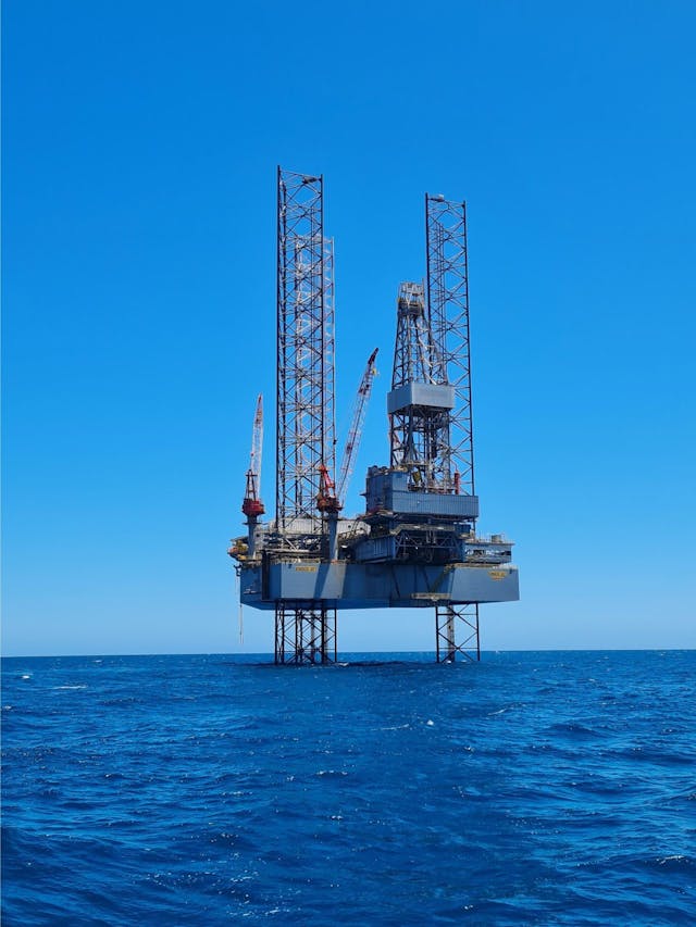 Three reactivated Valaris drilling rigs at work offshore Australia, the ...