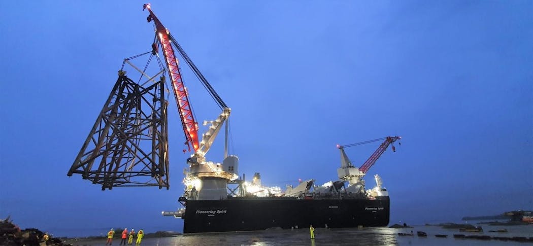 Pioneering Spirit removes North Sea Valhall QP jacket | Offshore