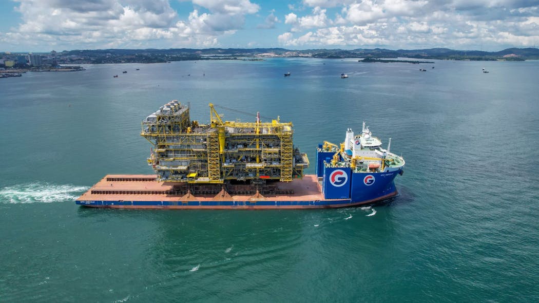 Final topsides structure sailing to North Sea Tyra II gas complex | Offshore