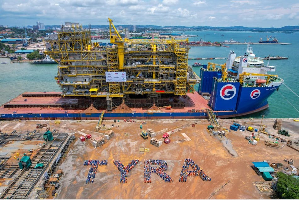 Final topsides structure sailing to North Sea Tyra II gas complex ...
