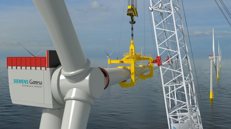Crane stabilization system eases placement of offshore wind turbine ...