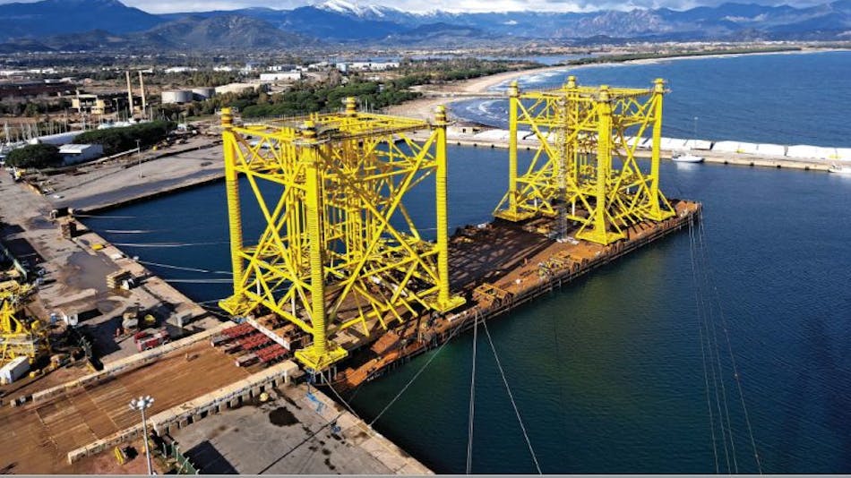 Mammoet assists with load-out of two jackets for offshore wind farm ...