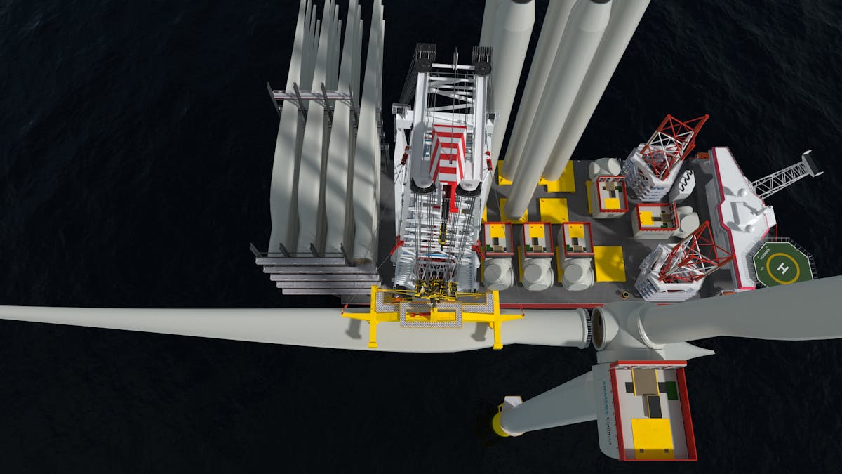 Crane stabilization system eases placement of offshore wind turbine ...